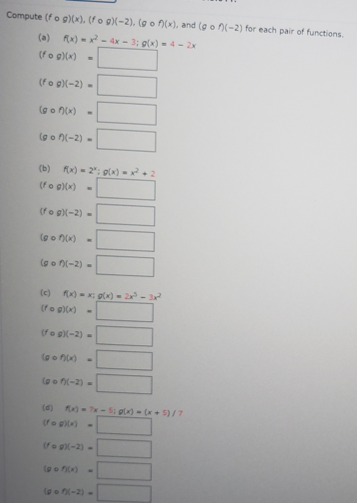 Solved Compute (fog)(x). (fog)(-2), (gof)(x), and (gon(-2) | Chegg.com