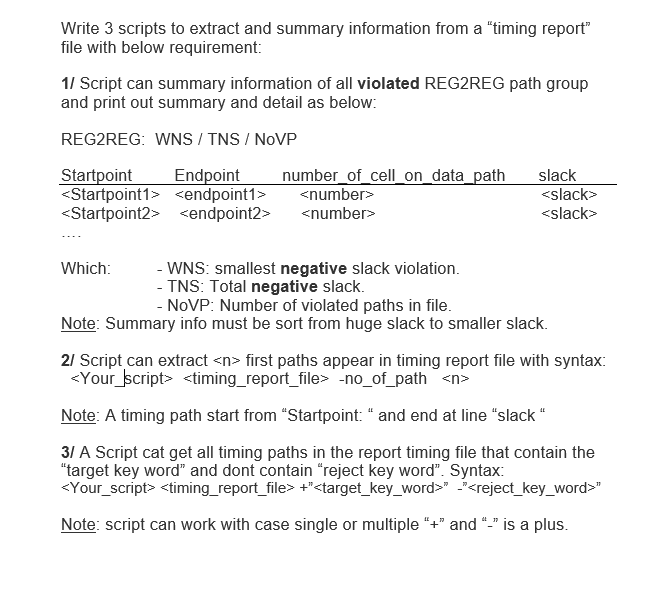 Write 3 scripts to extract and summary information | Chegg.com