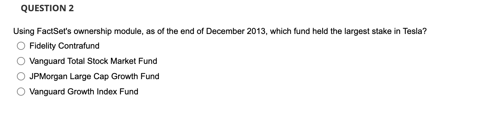 Solved Using FactSet's ownership module, as of the end of | Chegg.com