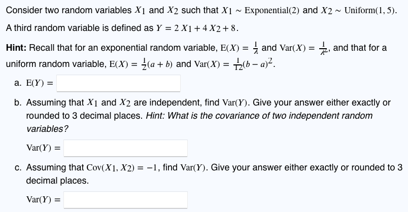 Solved A third random variable is defined as Y=2X1+4X2+8. | Chegg.com