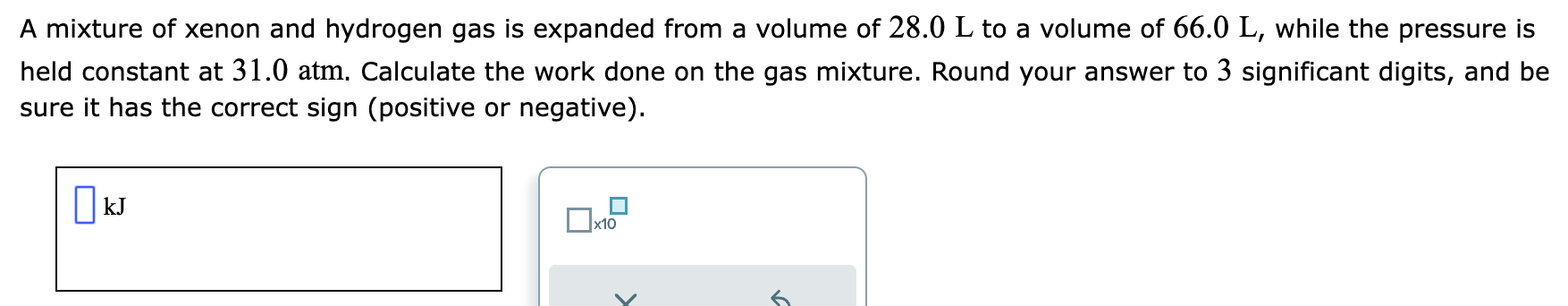 Solved A mixture of xenon and hydrogen gas is expanded from | Chegg.com