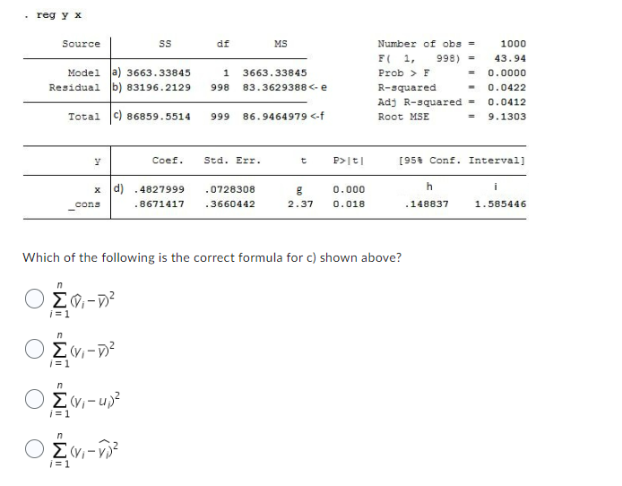 Solved Which of the following is the correct formula for c ) | Chegg.com