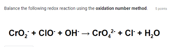 Solved Balance the following redox reaction using the | Chegg.com