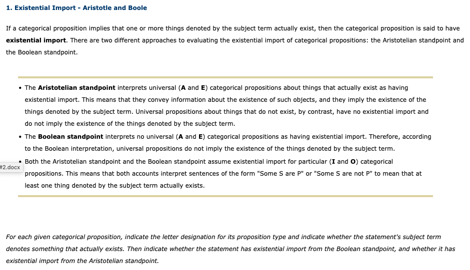 1. Existential Import - Aristotle and Boole If a | Chegg.com