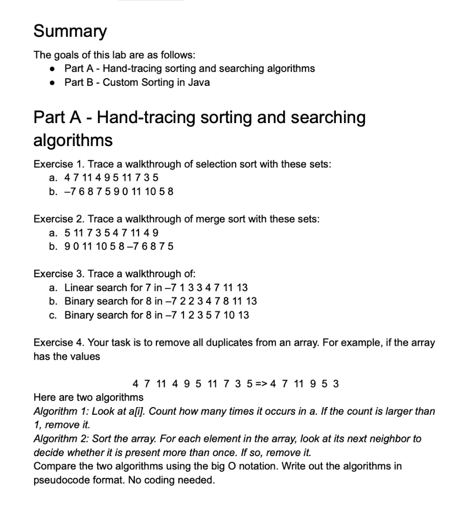 Solved Summary The goals of this lab are as follows: - Part | Chegg.com