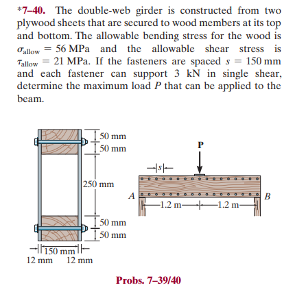 Solved *7-40. The double-web girder is constructed from two | Chegg.com