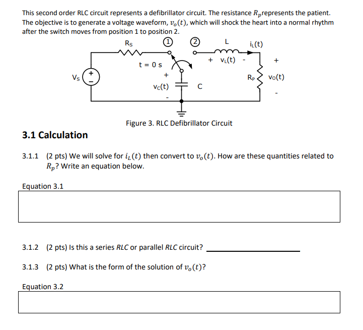 Solved This second order RLC circuit represents a | Chegg.com