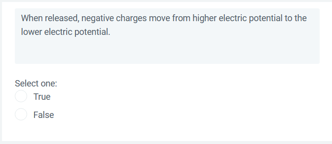 Solved When released, negative charges move from higher | Chegg.com