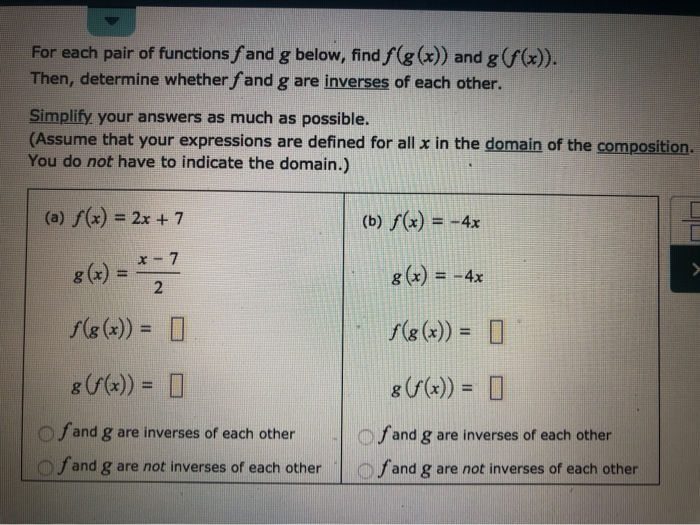 Solved For each pair of functions fand g below, find fg() | Chegg.com