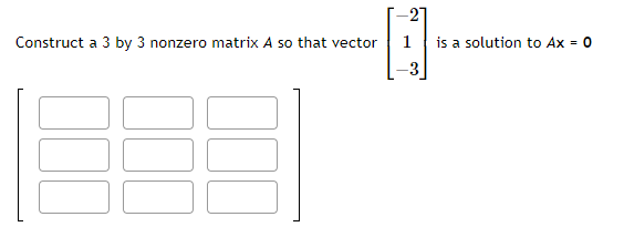 Solved Construct a 3 ﻿by 3 ﻿nonzero matrix A ﻿so that vector | Chegg.com