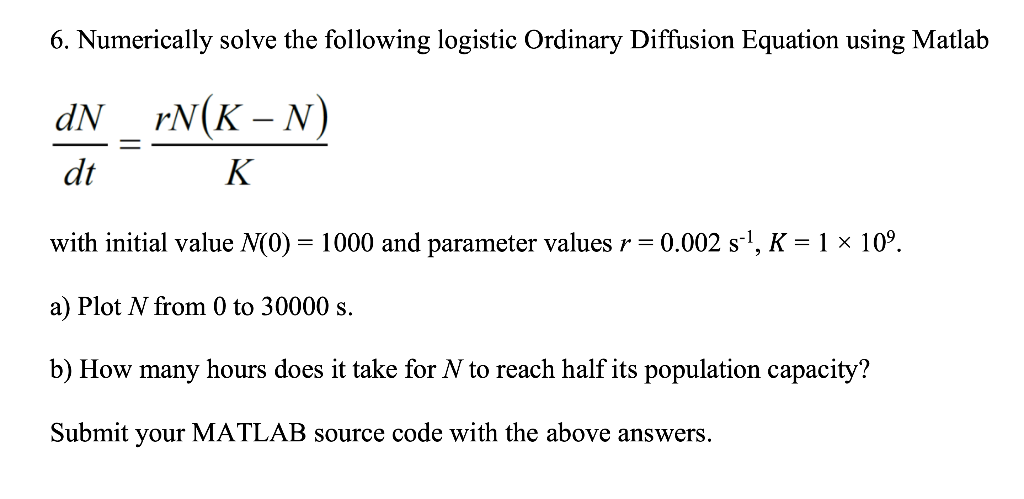 Solved Numerically solve the following logistic Ordinary | Chegg.com