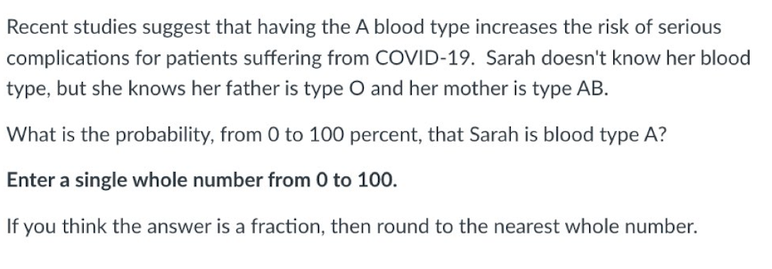 Solved Recent studies suggest that having the A blood type | Chegg.com