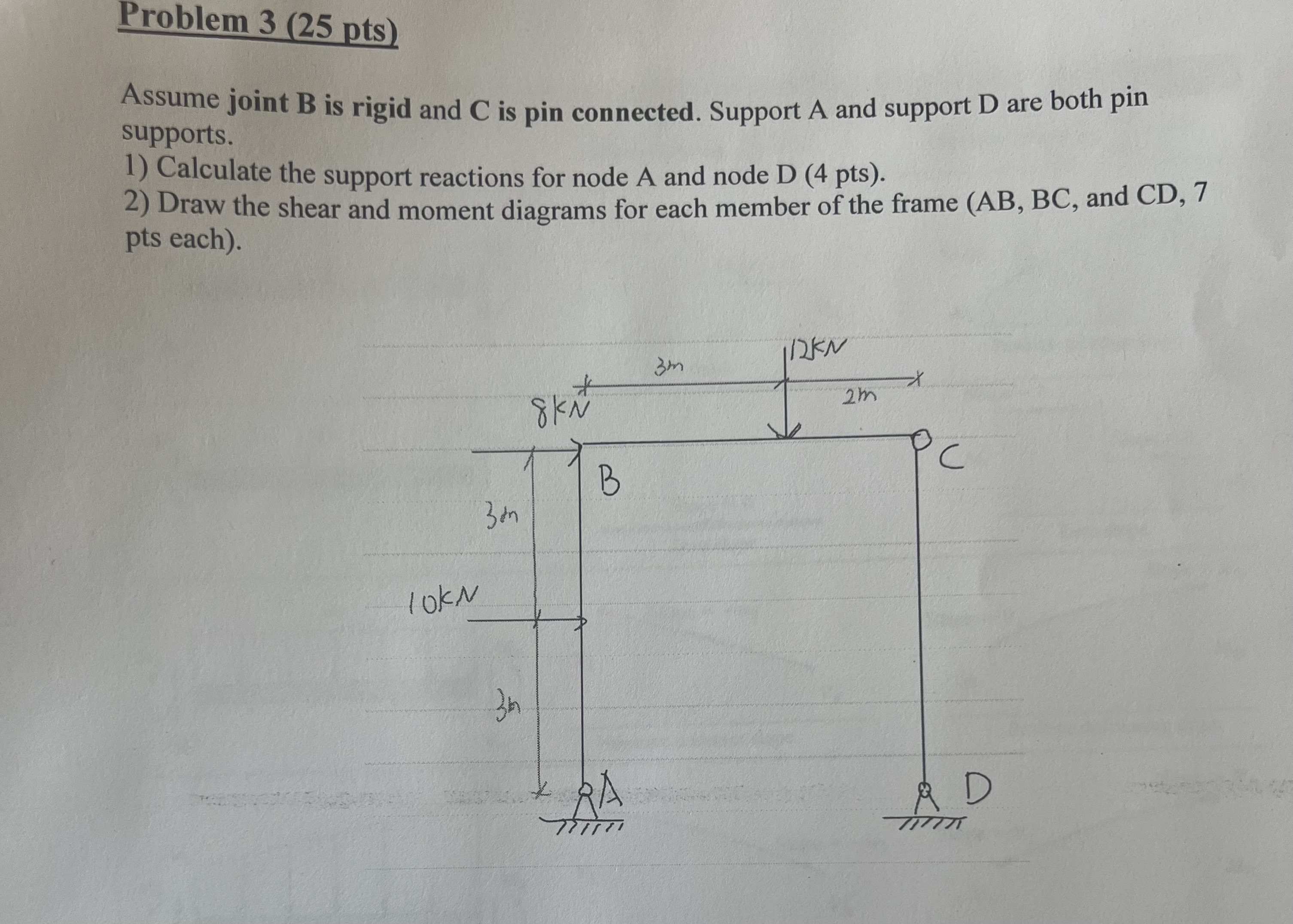 Solved Assume joint B is rigid and C is pin connected. | Chegg.com