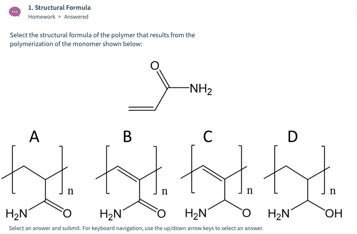Solved 1. Structural Formula Homework. Answered Select the | Chegg.com