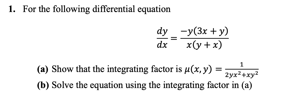 Solved For the following differential | Chegg.com