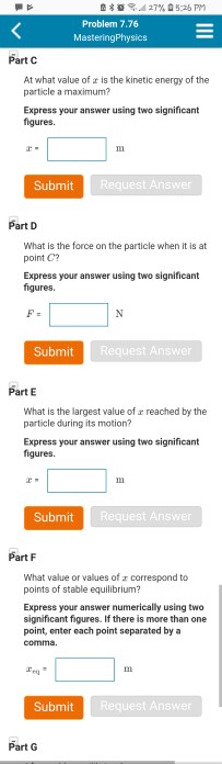 Solved A particle moves along the x-axis while acted on by a | Chegg.com