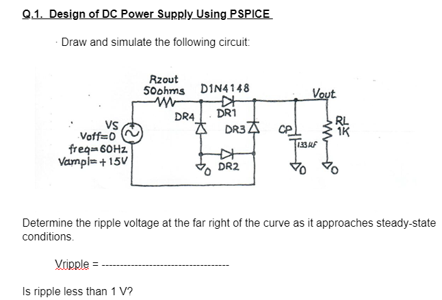 Solved Q.1. Design of DC Power Supply Using PSPICE · Draw | Chegg.com