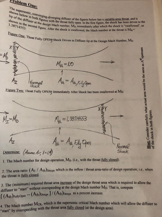 Solved bl supersonic, converging-diverging diffuser shown | Chegg.com