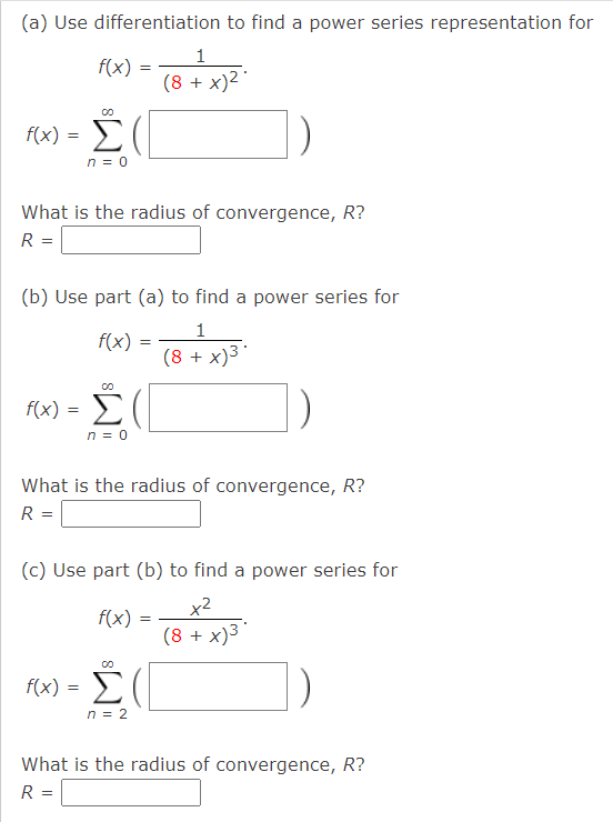 Solved (a) ﻿Use differentiation to find a power series | Chegg.com