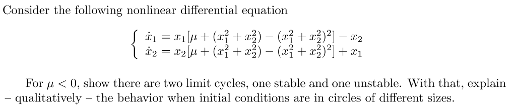 Solved Consider the following nonlinear differential | Chegg.com