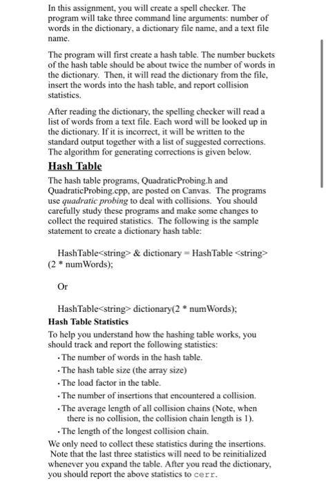 Solved In this assignment, you will create a spell checker. | Chegg.com