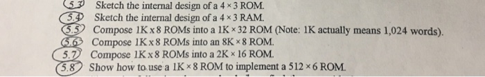 Solved 53 Sketch the internal design of a 4 x 3 ROM 5 Sketch | Chegg.com