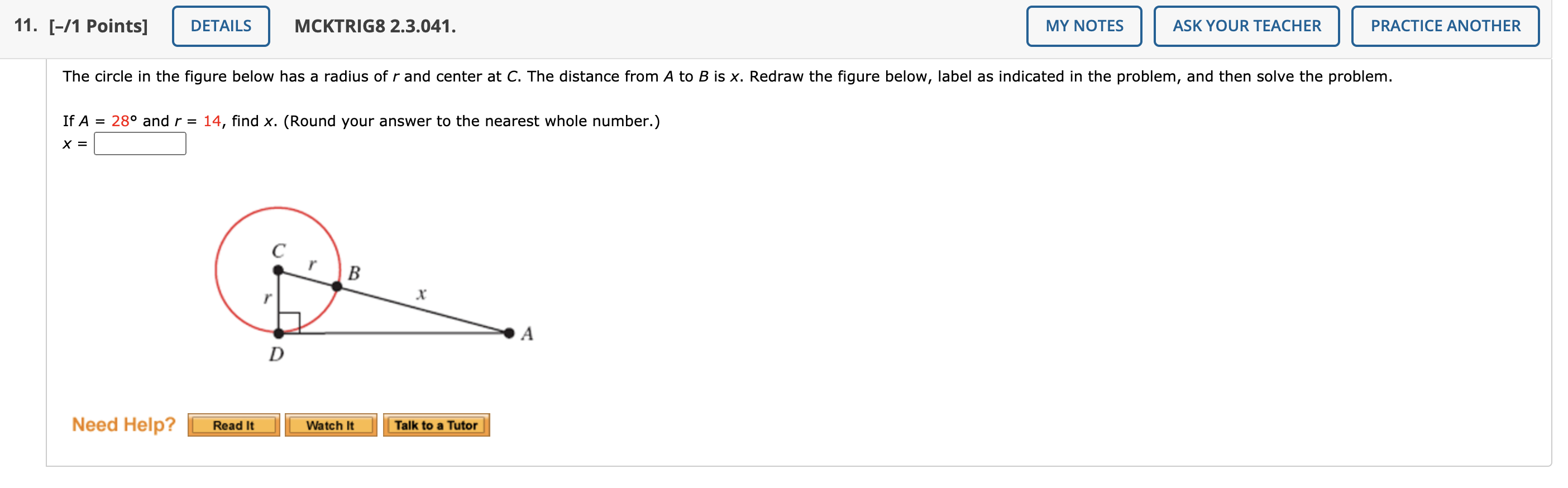 Solved The circle in the figure below has a radius of r and | Chegg.com