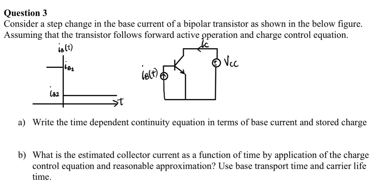 Solved Question 3 Consider a step change in the base current | Chegg.com