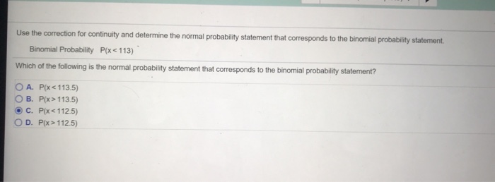 Solved Use the correction for continuity and determine the | Chegg.com
