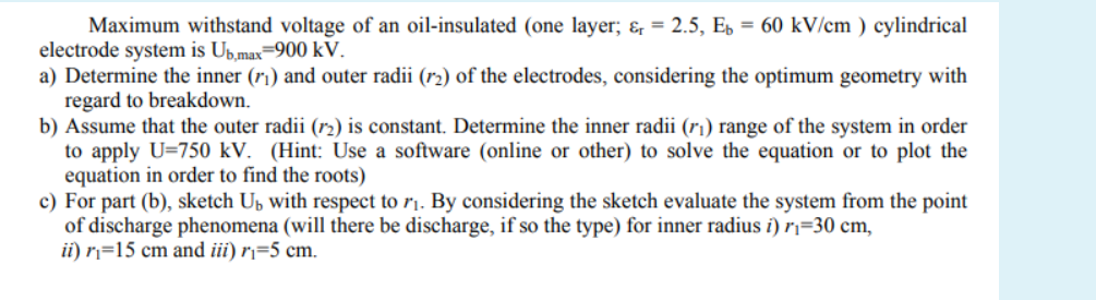 Maximum withstand voltage of an oil-insulated (one | Chegg.com
