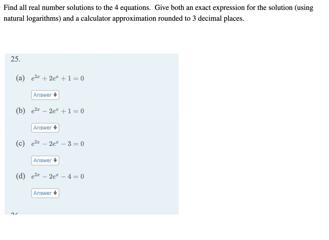 Solved Find all real number solutions to the 4 equations. | Chegg.com
