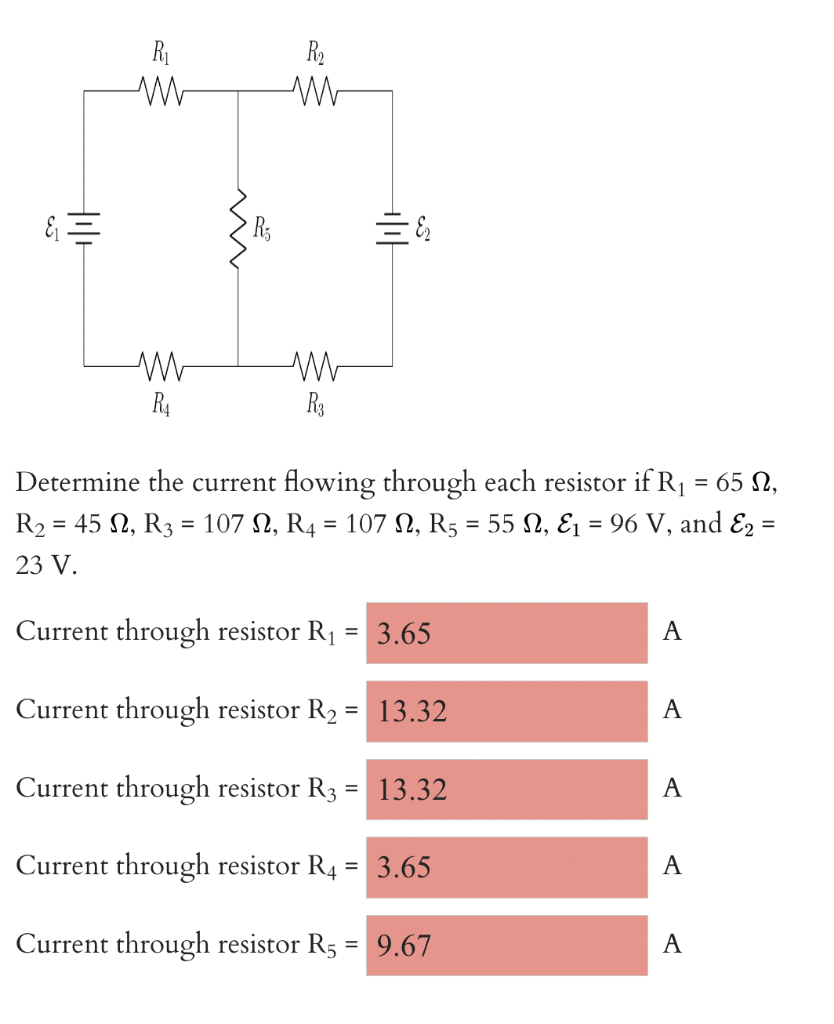 Solved Determine The Current Flowing Through Each Resistor
