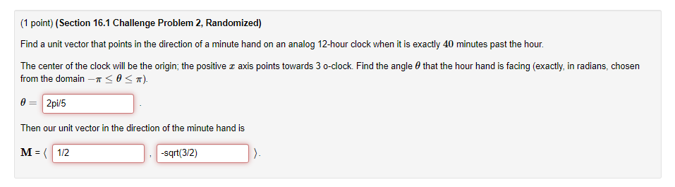 Solved (1 point) (Section 16.1 Challenge Problem 2, | Chegg.com