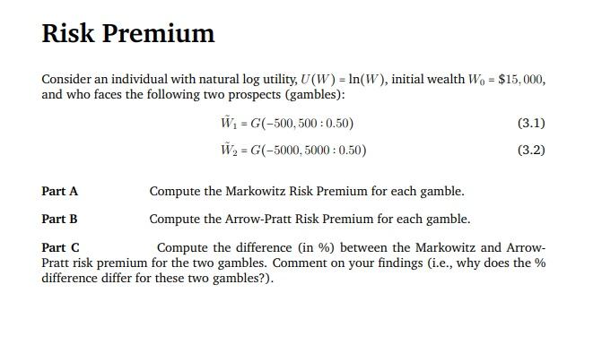 Consider an individual with natural log utility, | Chegg.com