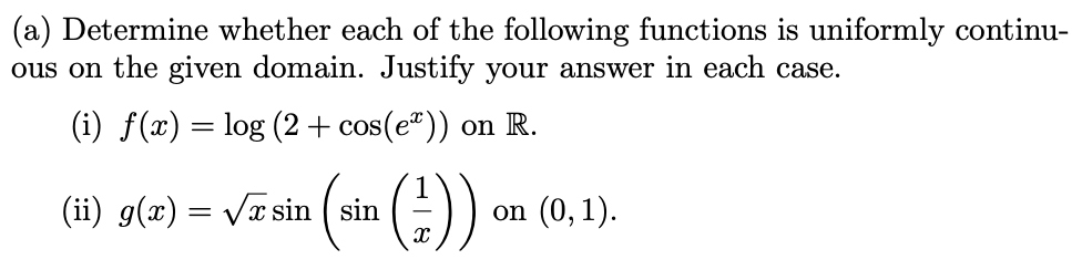 Solved (a) Determine whether each of the following functions | Chegg.com