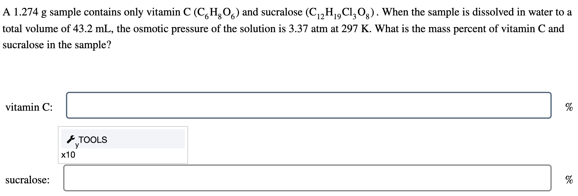 Solved A 1.274g ﻿sample contains only vitamin C(C6H8O6) ﻿and | Chegg.com