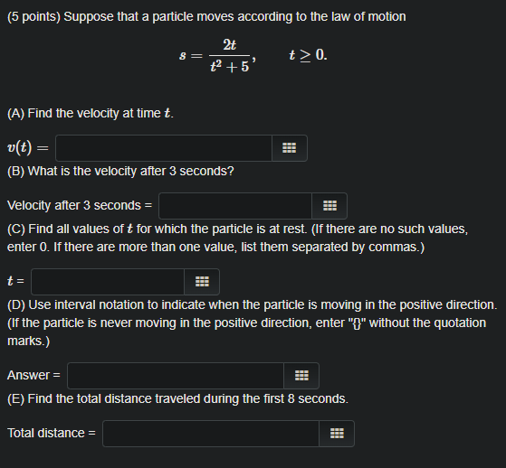 Solved (5 points) Suppose that a particle moves according to | Chegg.com
