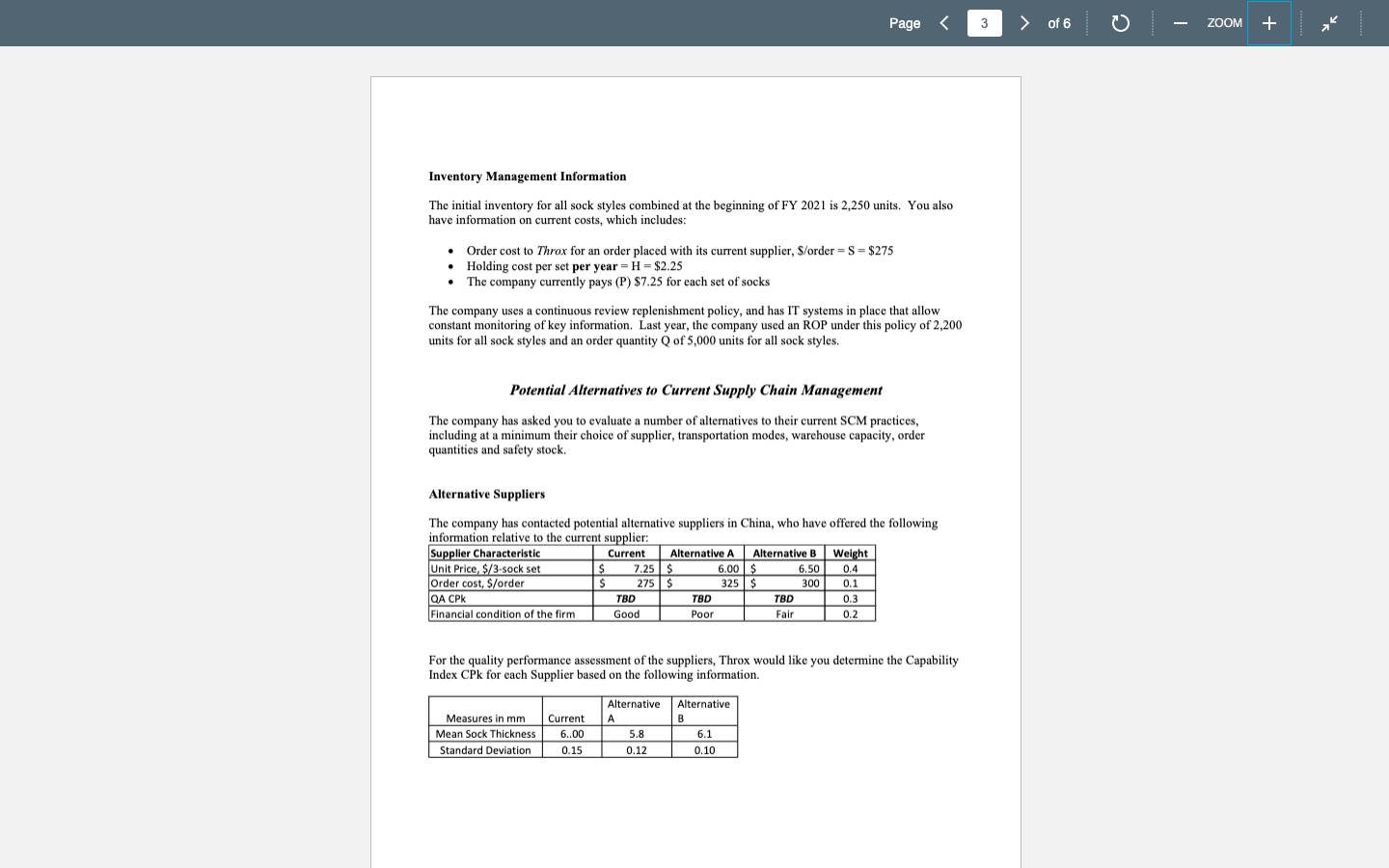 Final Project Assignment SCM 301 Overview of the Case | Chegg.com