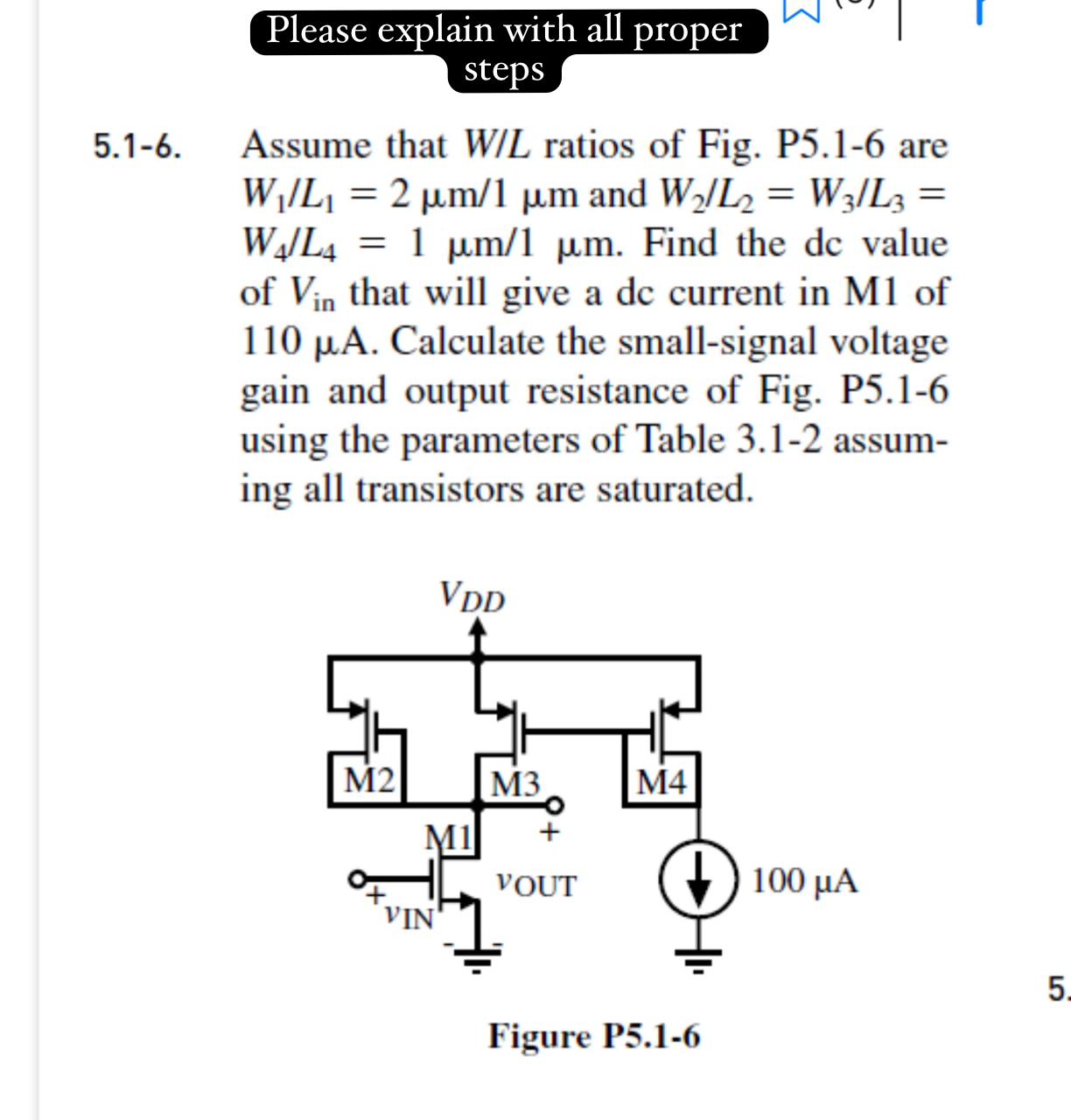 Solved Assume that W/L ratios of Fig. P5.1-6 are | Chegg.com