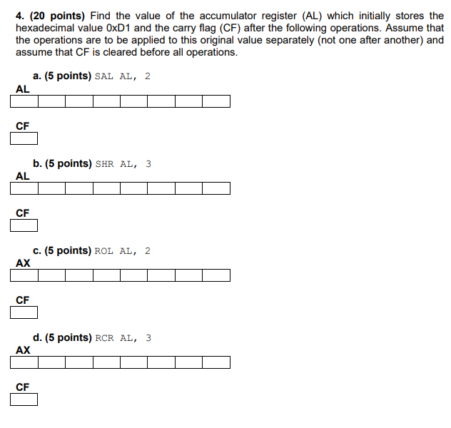 Solved 4. (20 points) Find the value of the accumulator | Chegg.com