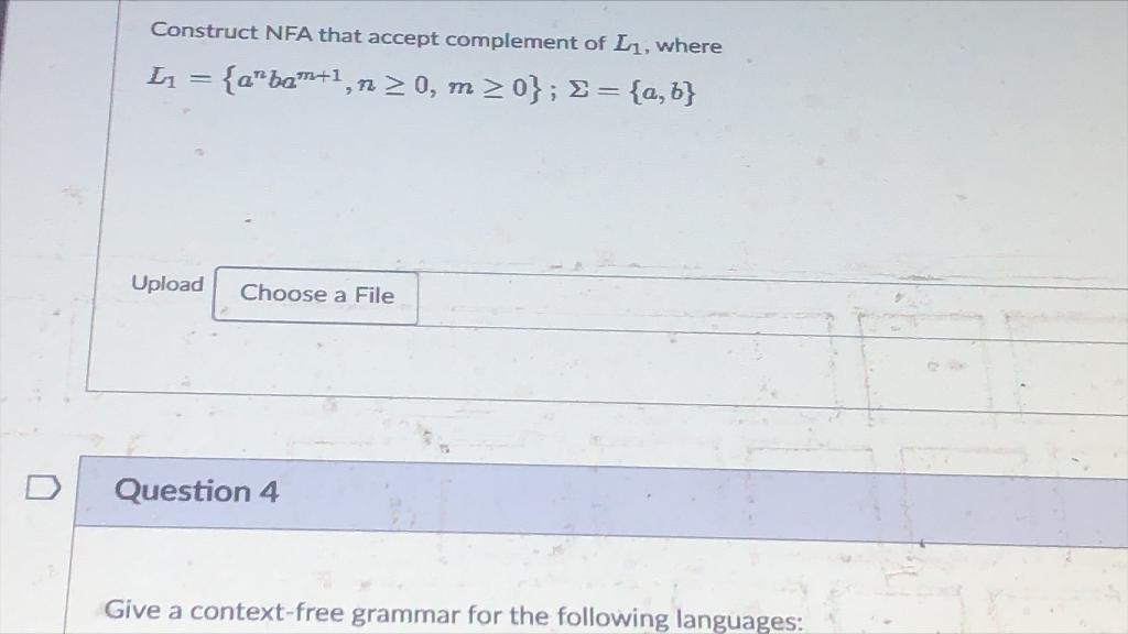 Solved 0 Construct NFA that accept complement of L₁, where | Chegg.com