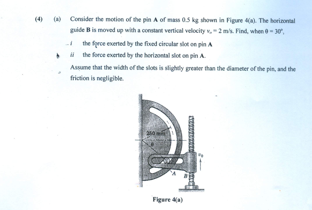 Solved (a) Consider the motion of the pin A of mass 0.5 kg | Chegg.com