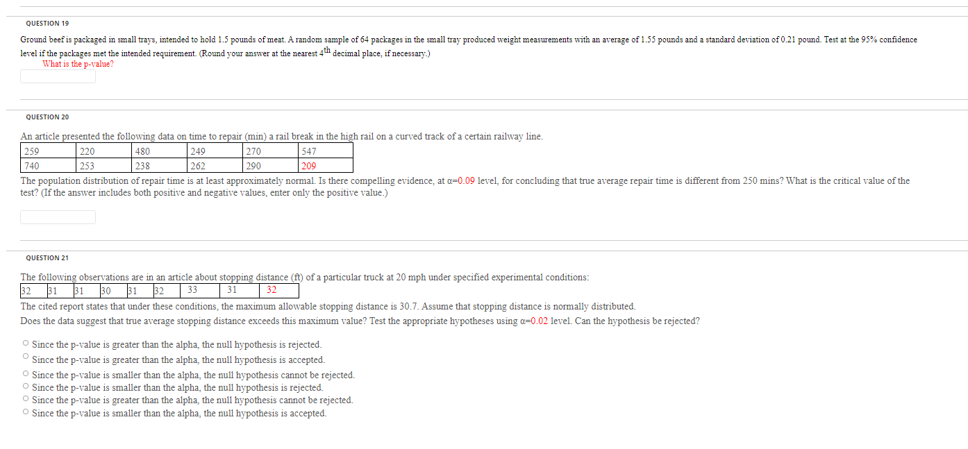 Solved QUESTION 19 Ground beef is packaged in small trays, | Chegg.com