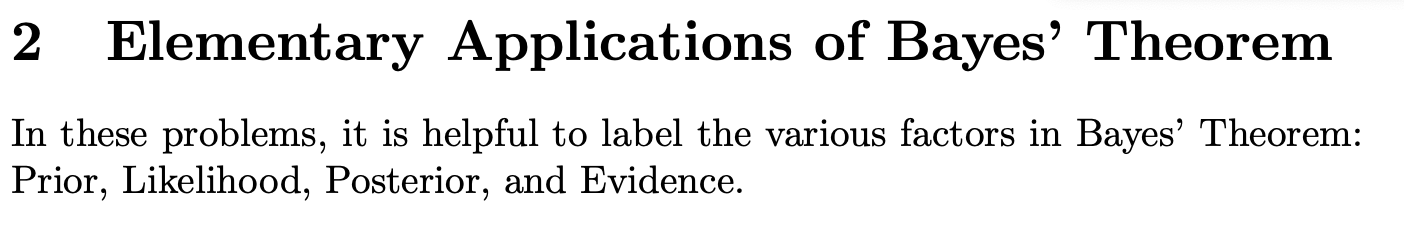 Solved 2 Elementary Applications of Bayes' Theorem In these | Chegg.com
