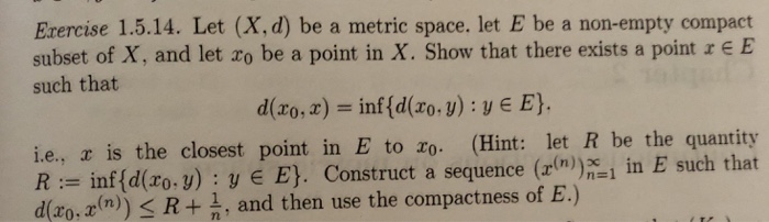 Solved Erercise 1.5.14. Let (X, d) be a metric space. let E | Chegg.com