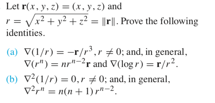 Solved Let r(x, y, z) = (x, y, z) and V x2 + y2 + z2 = || | | Chegg.com