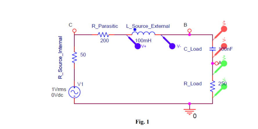 Solved 2. For the circuit shown in Fig. 1 perform an "AC" | Chegg.com