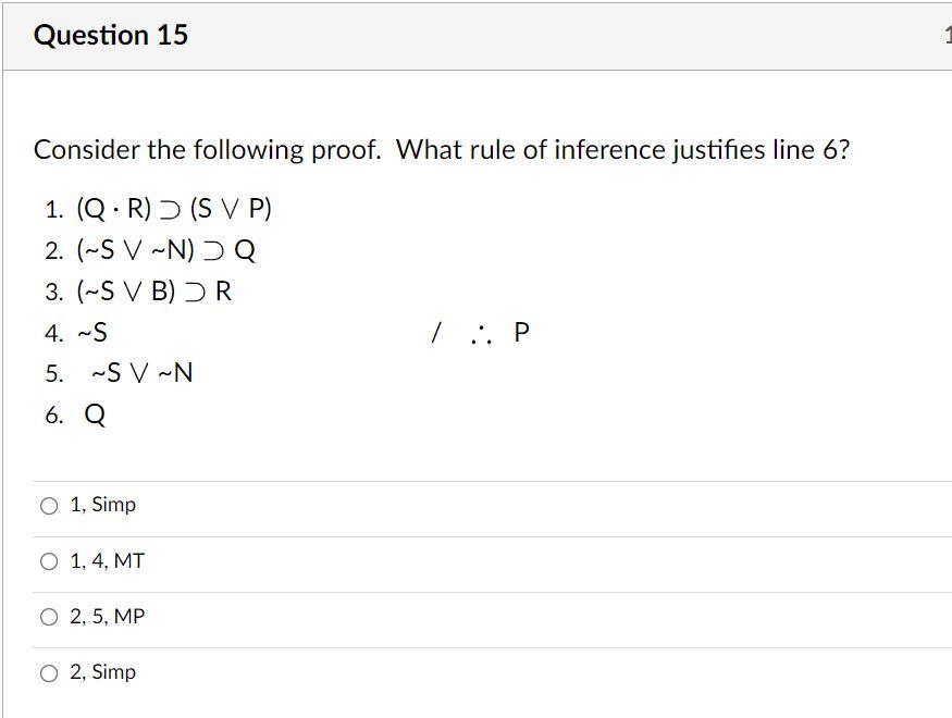 Solved Consider the following proof. What rule of inference | Chegg.com