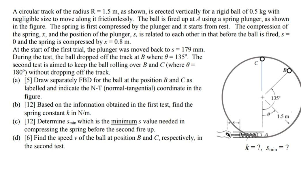 Solved A circular track of the radius R = 1.5 m, as shown, | Chegg.com