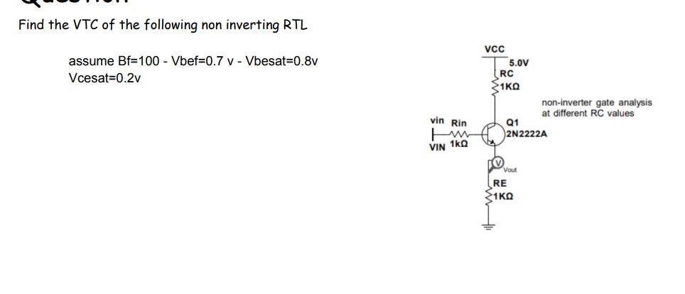 Solved Find the VTC of the following non inverting RTL | Chegg.com